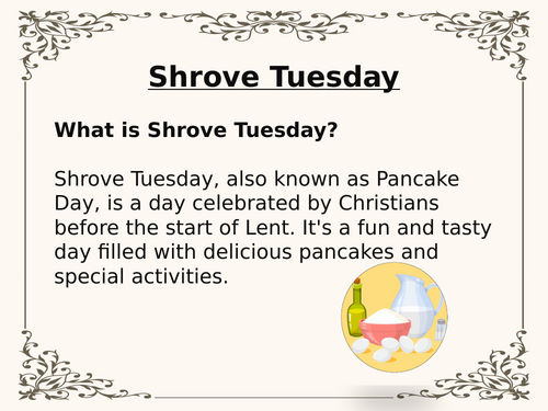 Shrove Tuesday 2 page fact sheet, PowerPoint, vocab & Comprehension ...