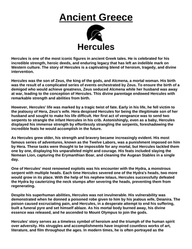 GREEK GODS ASSIGNMENT BUNDLE (WORD & PDF) | Teaching Resources