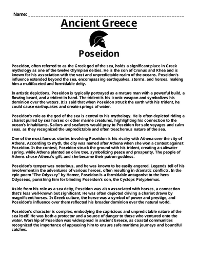 GREEK GODS ASSIGNMENT BUNDLE (WORD & PDF) | Teaching Resources