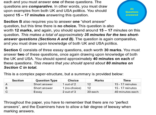 EDEXCEL A Level Politics Model Answers - Full Papers - Paper 3a US ...