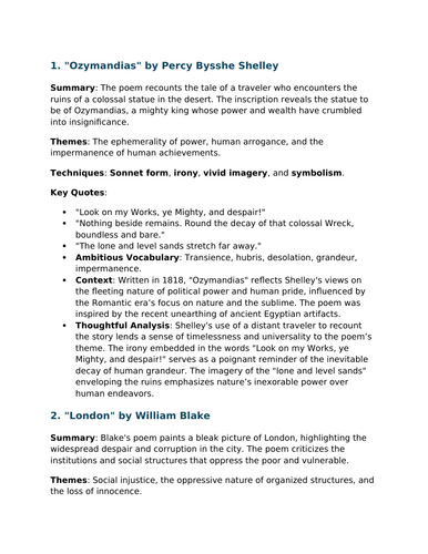 Power and Conflict AQA Anthology - All Poems | Teaching Resources