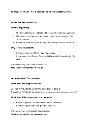 An Inspector Calls Act 1 Lesson: SEND-Friendly PowerPoint on the ...