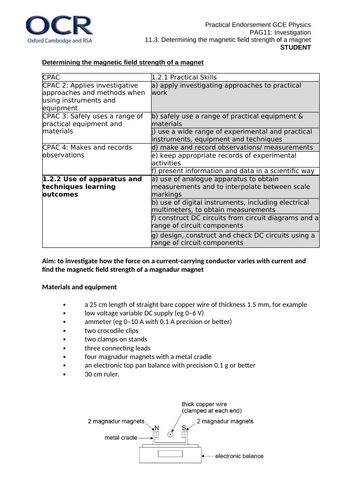 OCR PAG A Level Physics Mark Schemes and Student Sheets | Teaching Resources