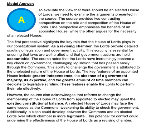 EDEXCEL A Level Politics Model Answers - Full Papers - Paper 2 - 2024 ...