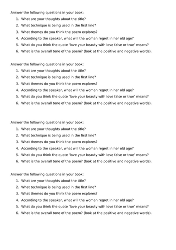 Unseen Poetry 24 lessons with formative and summative assessments, a ...