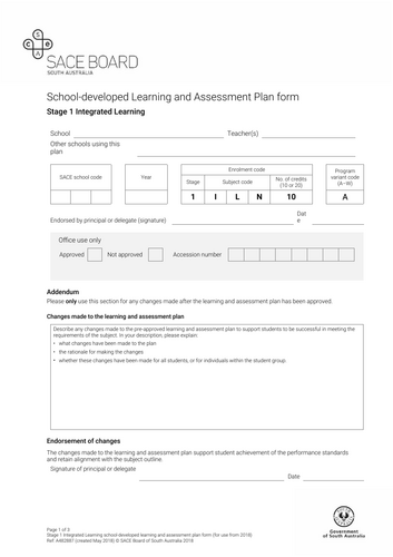 SACE: Stage 1 Integrated Learning. Life Skills | Teaching Resources