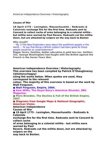 Causes of the American Revolution Historiography | Teaching Resources