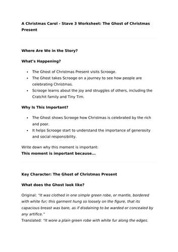A Christmas Carol Stave 3: SEND-Friendly Revision The Ghost of ...