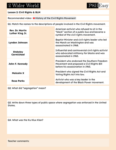 2.3.2 Civil Rights & Black Lives Matter Lesson Pack | Teaching Resources