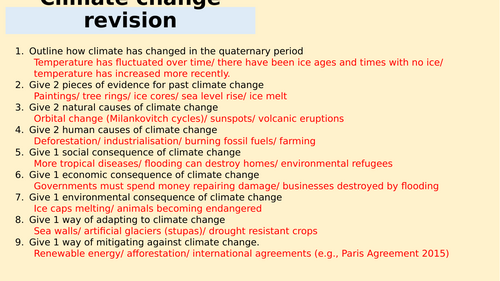 Climate Change Revision and Practice Exam | Teaching Resources