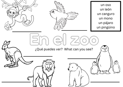 En el zoo - Spanish animal worksheet | Teaching Resources