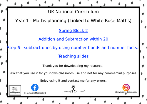 Subtract ones - Year 1 White Rose Maths Spring Blk 2 - Addition and ...