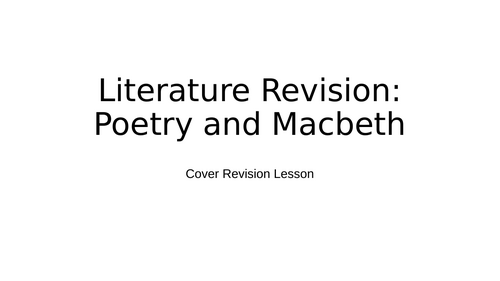 Eduqas WJEC Poetry and Macbeth Revision Lessons x3 | Teaching Resources