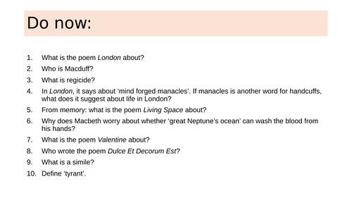Eduqas WJEC Poetry and Macbeth Revision Lessons x3 | Teaching Resources