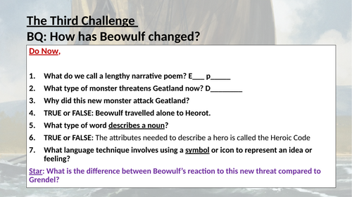 FULL Beowulf KS3 Scheme of Work (Seamus Heaney) | Teaching Resources