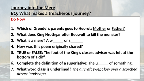FULL Beowulf KS3 Scheme of Work (Seamus Heaney) | Teaching Resources