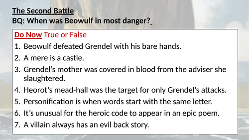 FULL Beowulf KS3 Scheme of Work (Seamus Heaney) | Teaching Resources