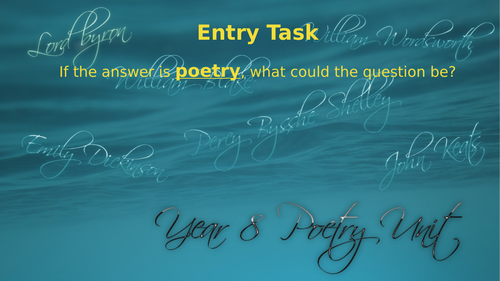Romantic Poetry Year 8 unit of work | Teaching Resources