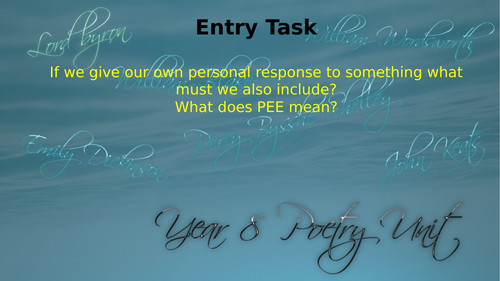 Romantic Poetry Year 8 unit of work | Teaching Resources