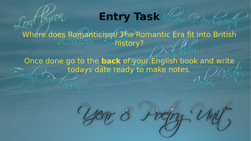 Romantic Poetry Year 8 unit of work | Teaching Resources
