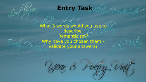 Romantic Poetry Year 8 unit of work | Teaching Resources
