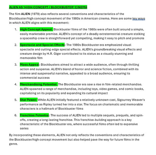 Alien - Production context detailed guide with examples. | Teaching ...