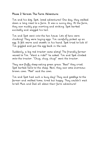 Early Readers Comprehension - The Farm Adventure: An adapted Reading ...