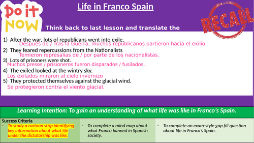 MONARQUIA L5 - LIFE IN FRANCO'S SPAIN | Teaching Resources