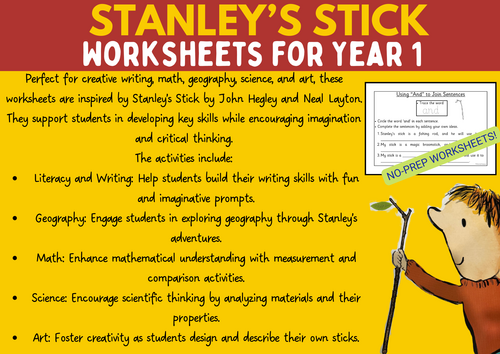 Stanley's Stick Worksheets for Year 1 - Literacy, Writing, and Cross ...
