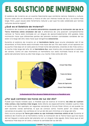El Solsticio de Invierno Lectura | Winter Solstice Spanish Reading ...