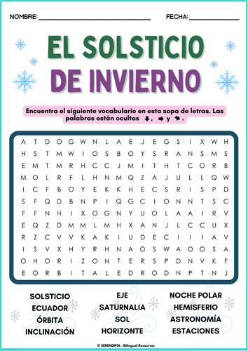 El Solsticio de Invierno Lectura | Winter Solstice Spanish Reading ...