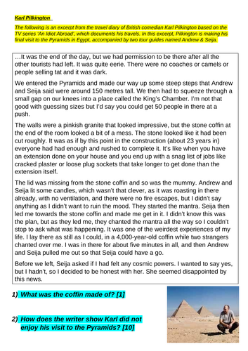 EDUQAS GCSE English Language Paper 2 Q2: An Idiot Abroad (Pyramids ...