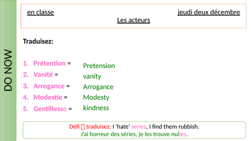 Studio GCSE French Higher - Module 2 - Unité 5 - pt.2 | Teaching Resources