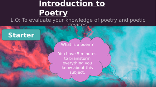 KS3 Introduction to Poetry | Teaching Resources