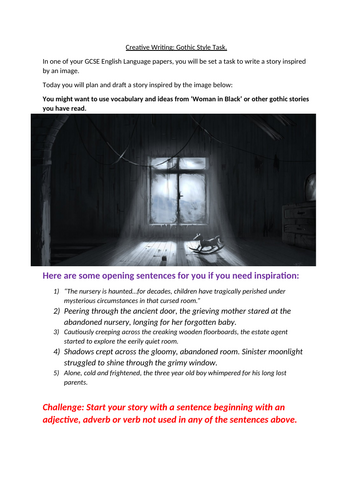 Gothic Creative Writing Activity/write a story based on an image ...