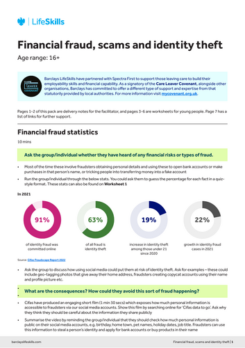 Financial fraud, scams and identity theft | Teaching Resources