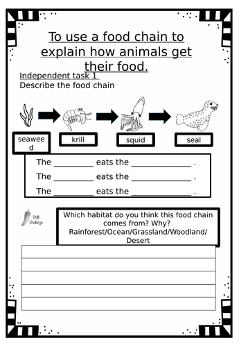 Year 2 To use a food chain to explain how animals get their food ...