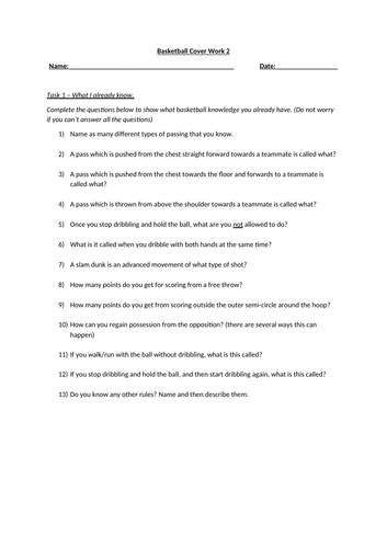 PE Cover Work | Teaching Resources PE Cover Work | Teaching Resources