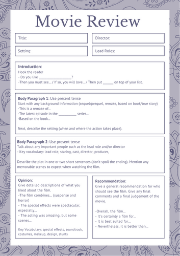 Movie Review Scaffold (0511) | Teaching Resources