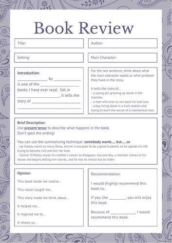 Book Review Lesson and Scaffold (0511) | Teaching Resources