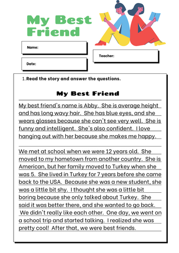 My Best Friend Writing Practice (CEFR A2) | Teaching Resources