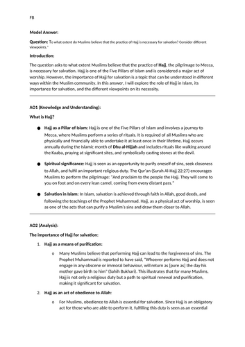 GCSE AQA RE 12 Mk Practice Qs Paper 1&2 | Teaching Resources