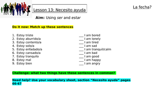 Module 3 Mi gente, mi mundo - Necesito ayuda SER vs ESTAR - LESSON 1 ... Module 3 Mi gente, mi mundo - Necesito ayuda SER vs ESTAR - LESSON 1 ...