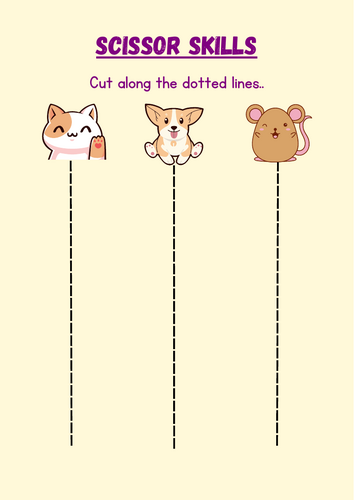 COLOURFUL SCISSOR SKILL CUTTING WORKSHEETS | Teaching Resources