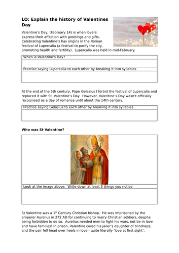 The history of St Valentine's Day 2025 - Reading comprehension ...
