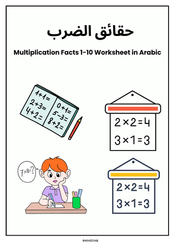 Multiplication Facts 1-10 Worksheet in Arabic حقائق الضرب للصف الثالث ...