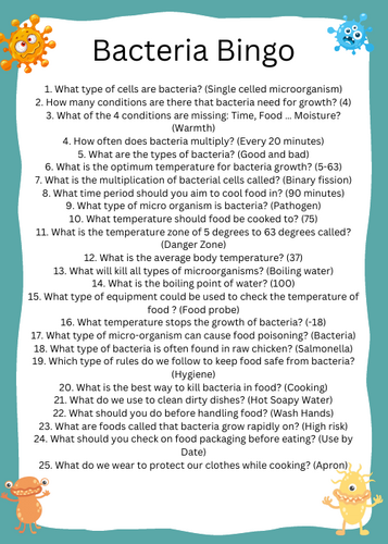 Bacteria Bingo | Teaching Resources