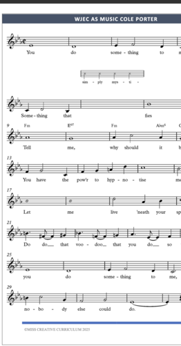 WJEC As Music - Cole Porter Workbook No.2 Practice Questions | Teaching ...