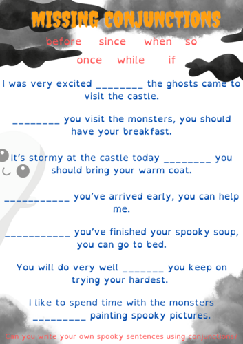 Conjunction Worksheet KS1 | Teaching Resources