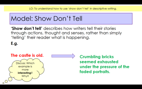 Show Don't Tell Descriptive Writing | Teaching Resources